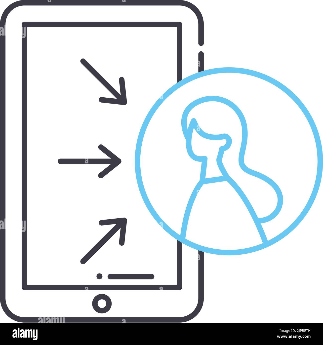 mobile user engagement line icon, outline symbol, vector illustration ...