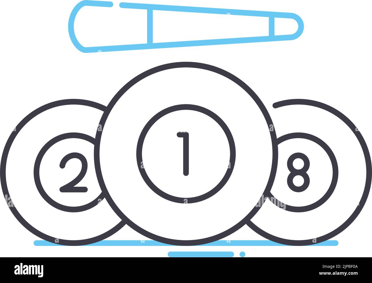 pool game line icon, outline symbol, vector illustration, concept sign ...