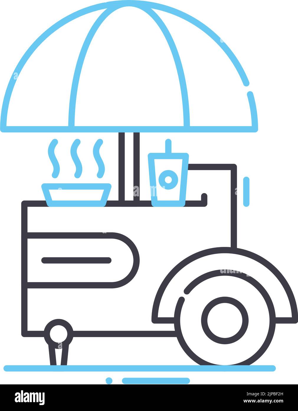 food cart line icon, outline symbol, vector illustration, concept sign ...