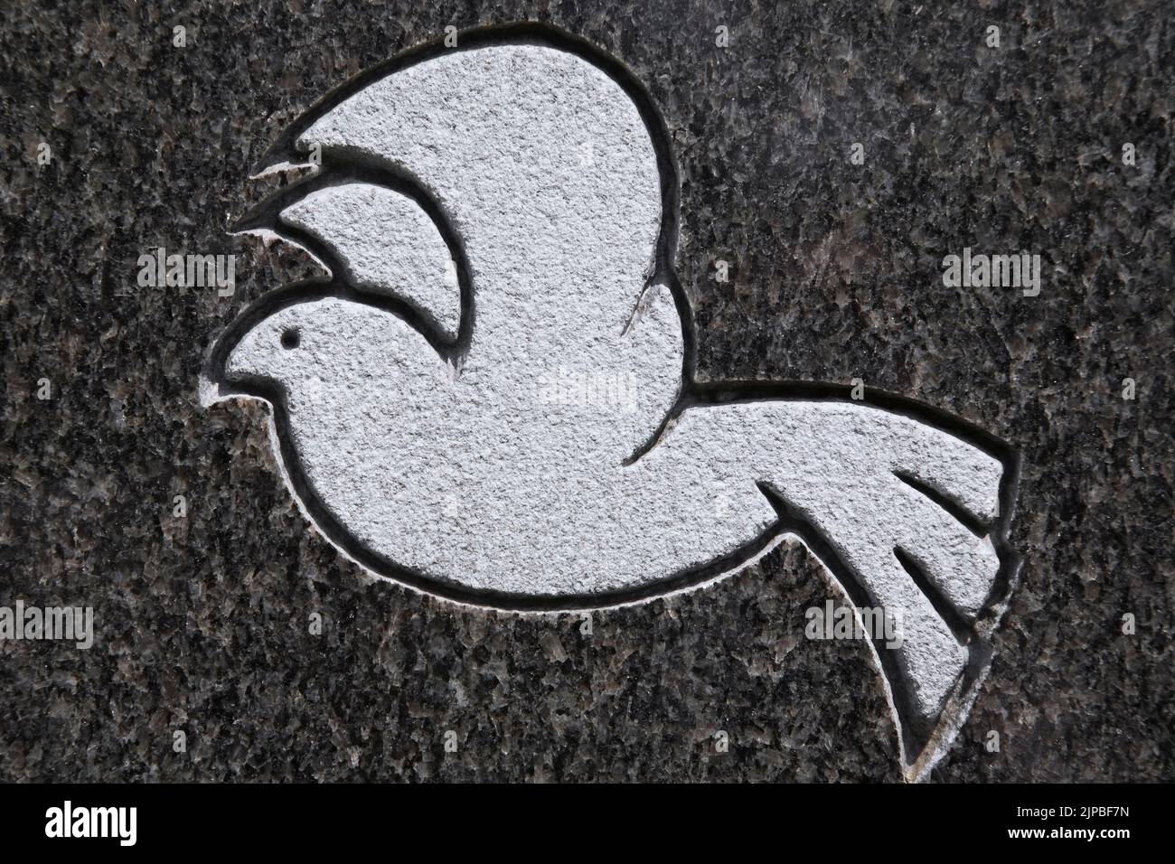Dove depicted on memorial monument in cemetery Stock Photo - Alamy