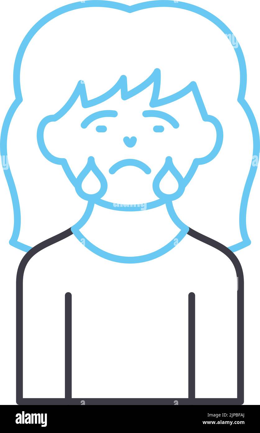 sadness line icon, outline symbol, vector illustration, concept sign ...