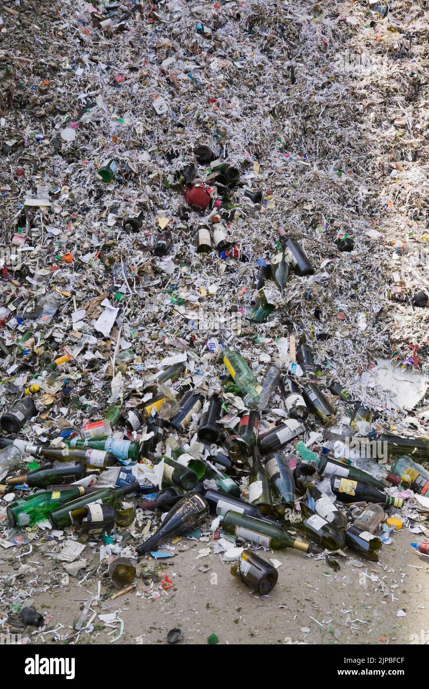 Pile of recyclable materials at a sorting centre Stock Photo - Alamy