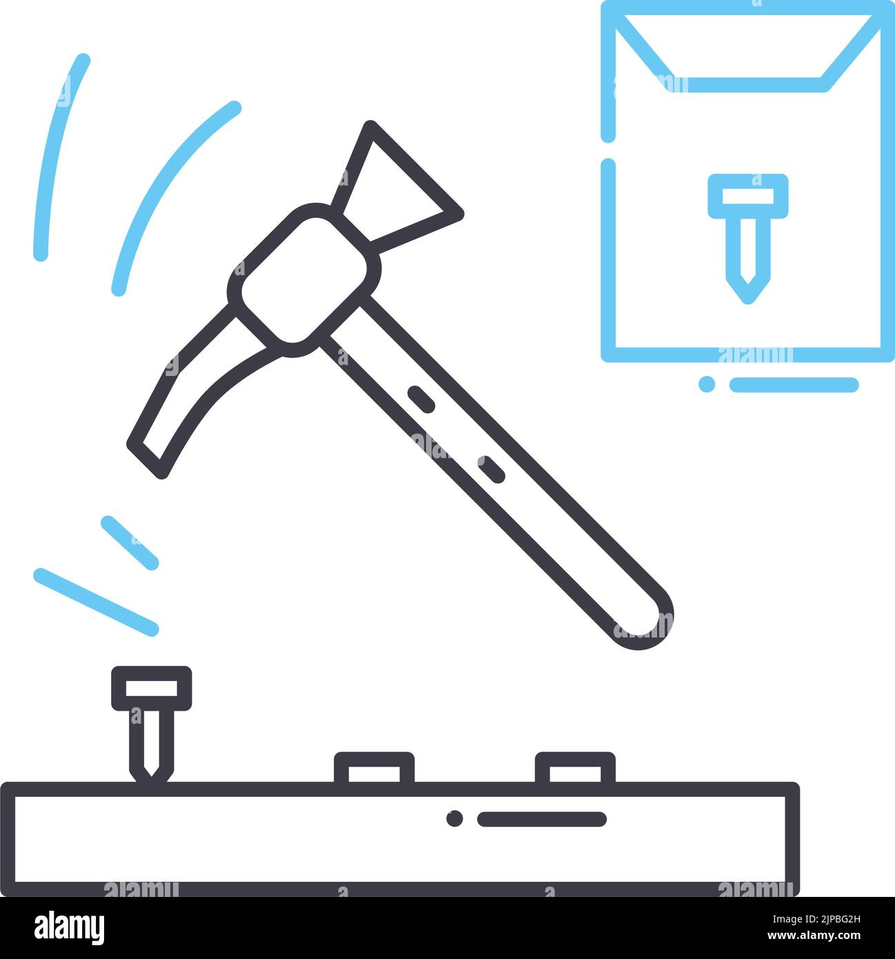 hammer and iron nail line icon, outline symbol, vector illustration, concept sign Stock Vector ...