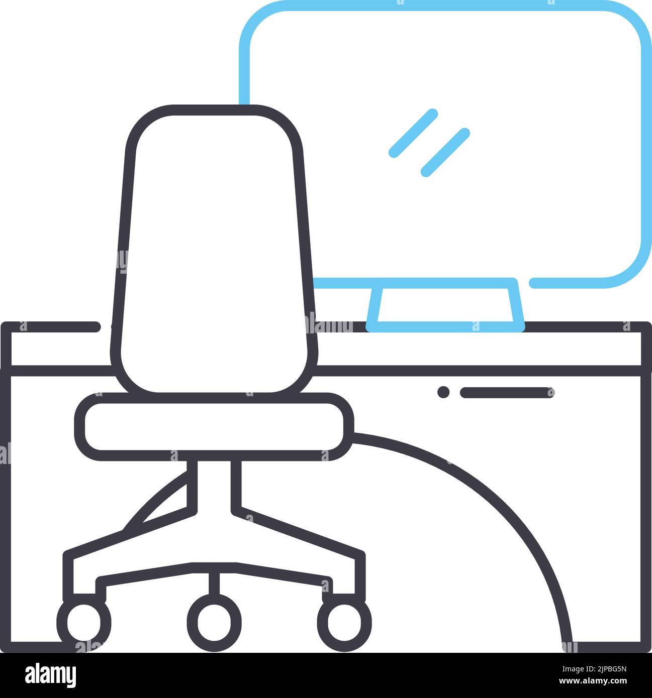 office workplace line icon, outline symbol, vector illustration ...