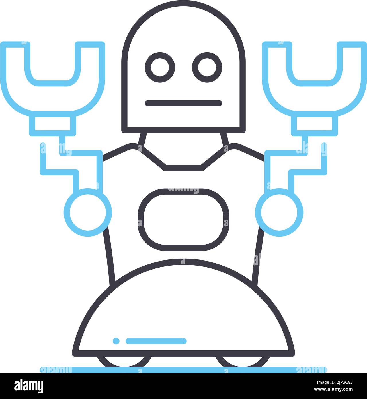 robot service line icon, outline symbol, vector illustration, concept ...