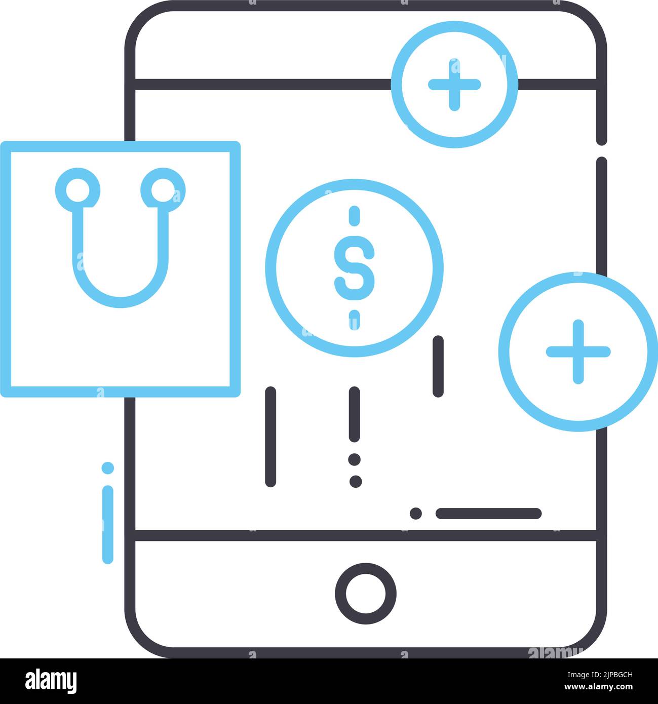 mobile e-commerce line icon, outline symbol, vector illustration ...