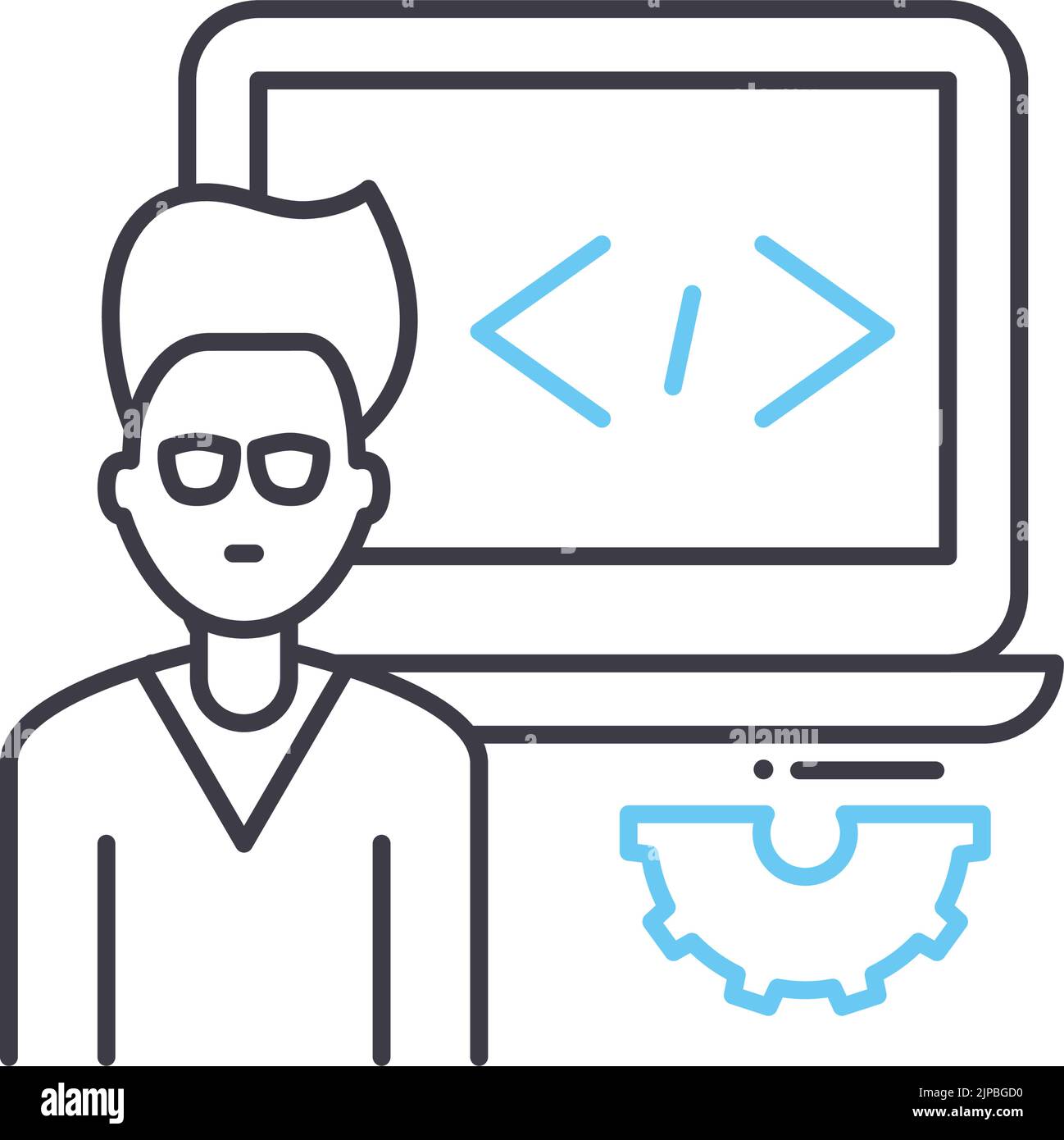 software developer line icon, outline symbol, vector illustration ...