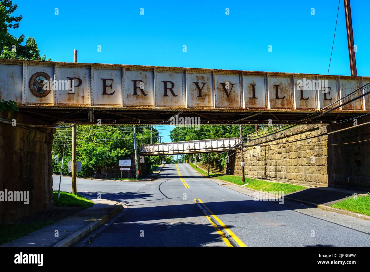 Perryville, MD, USA – August 13, 2022: An old railroad bridge near the ...