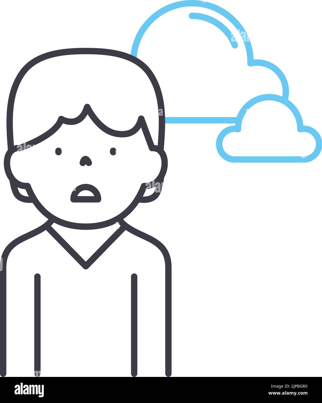 loneliness line icon, outline symbol, vector illustration, concept sign ...