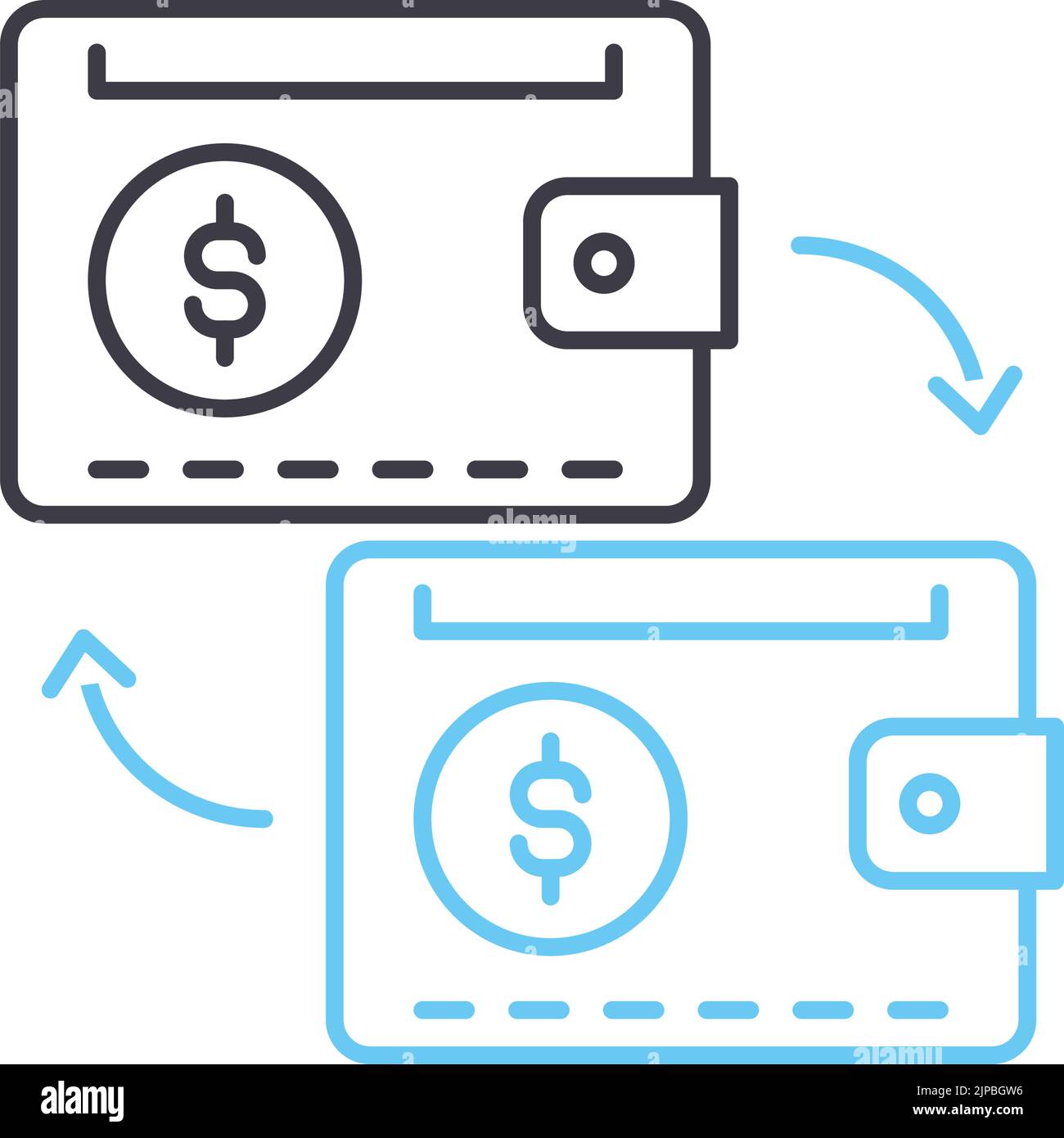 money transfer line icon, outline symbol, vector illustration, concept ...