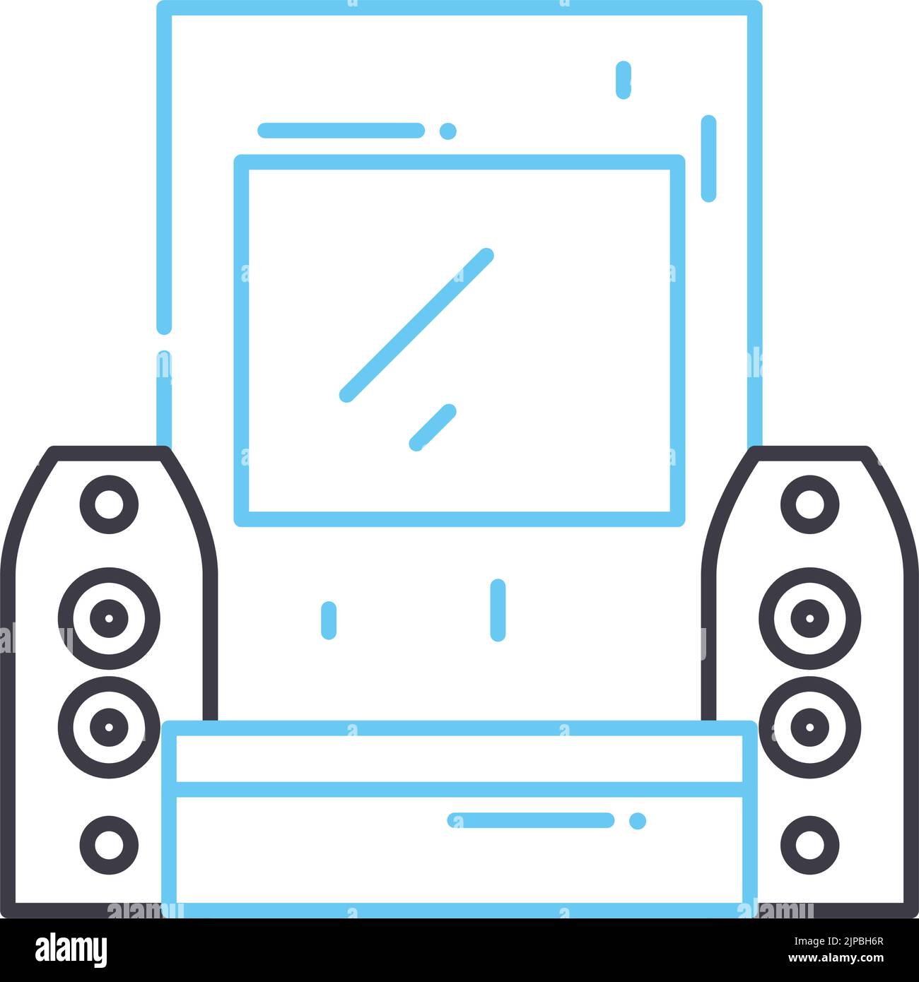 home theater line icon, outline symbol, vector illustration, concept ...