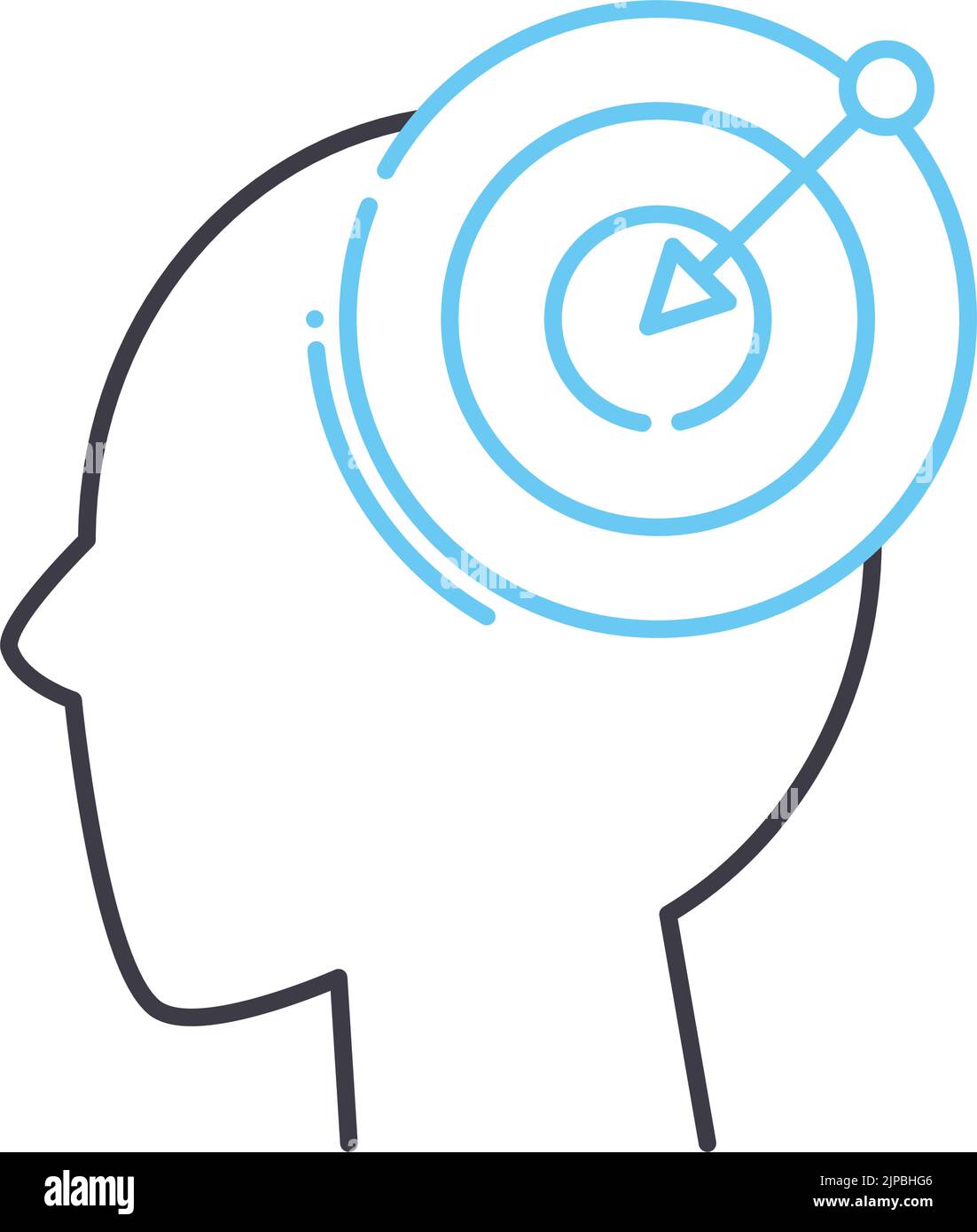 targeting mind line icon, outline symbol, vector illustration, concept ...