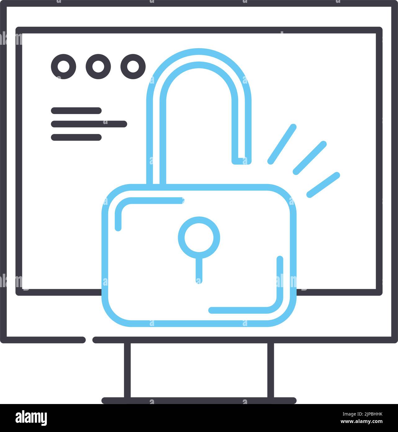 system hacked line icon, outline symbol, vector illustration, concept ...