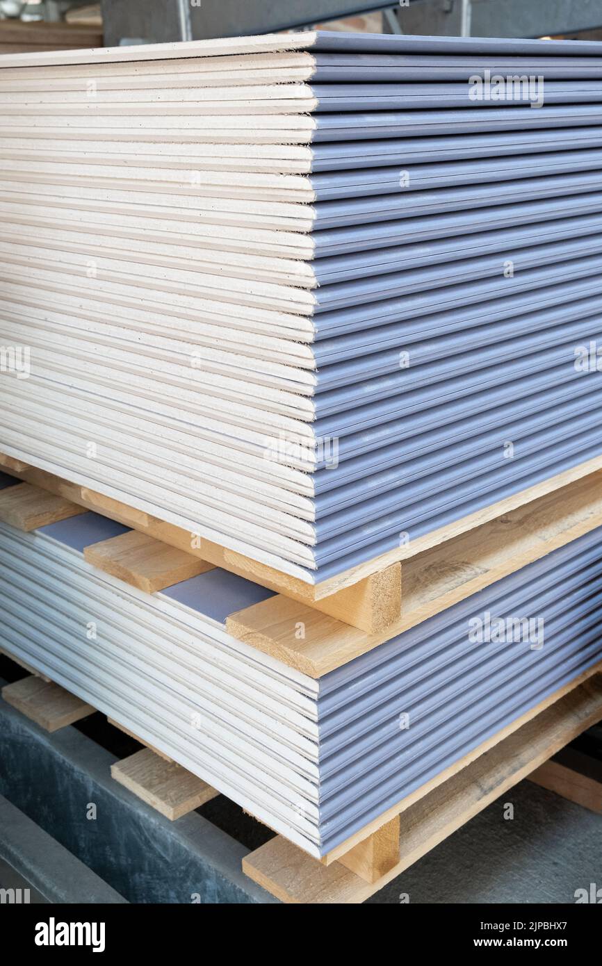 The stack of Special gypsum board with enhanced sound insulation ...