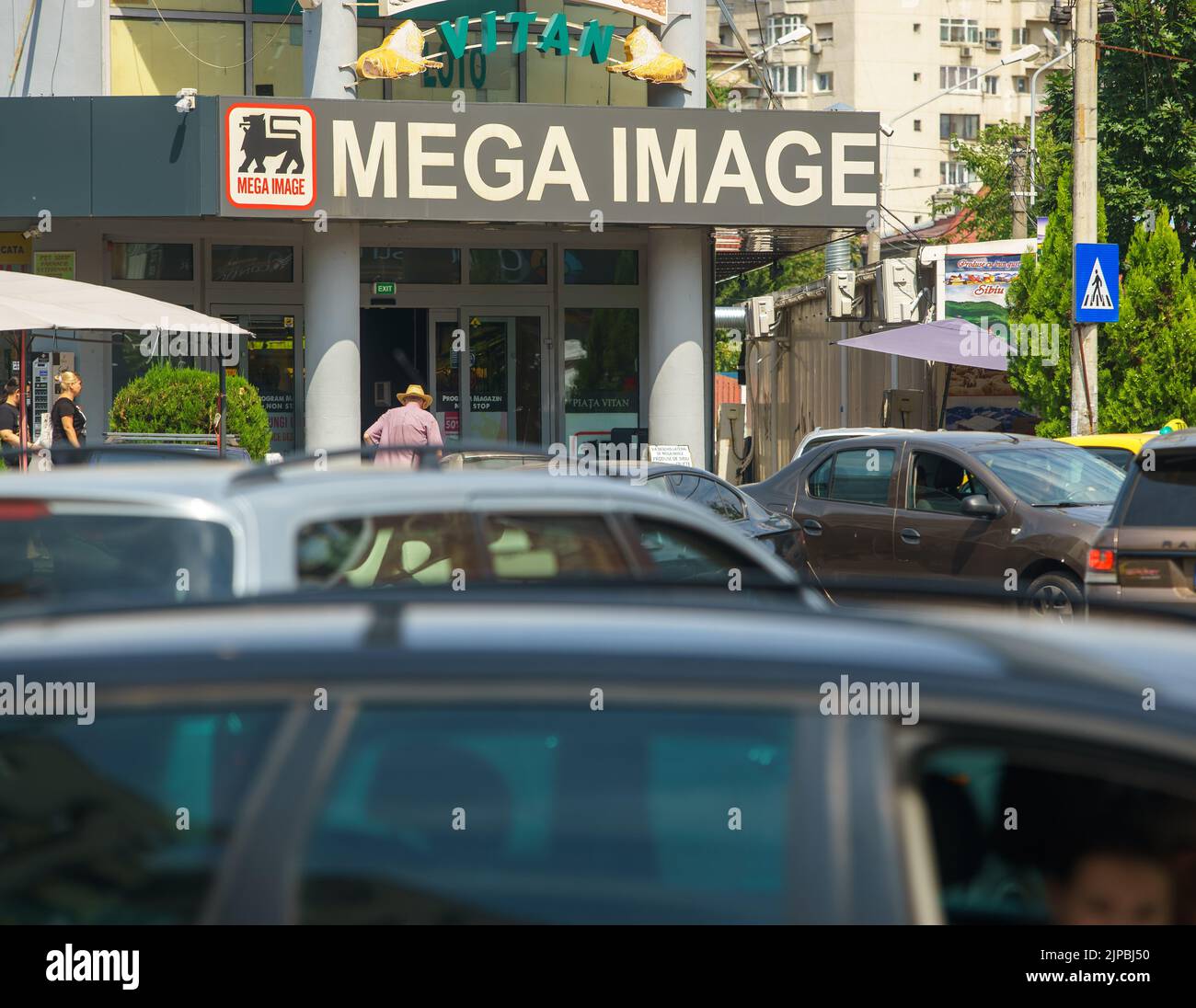 Bucharest, Romania - August 09, 2022: A Mega Image store in Bucharest ...