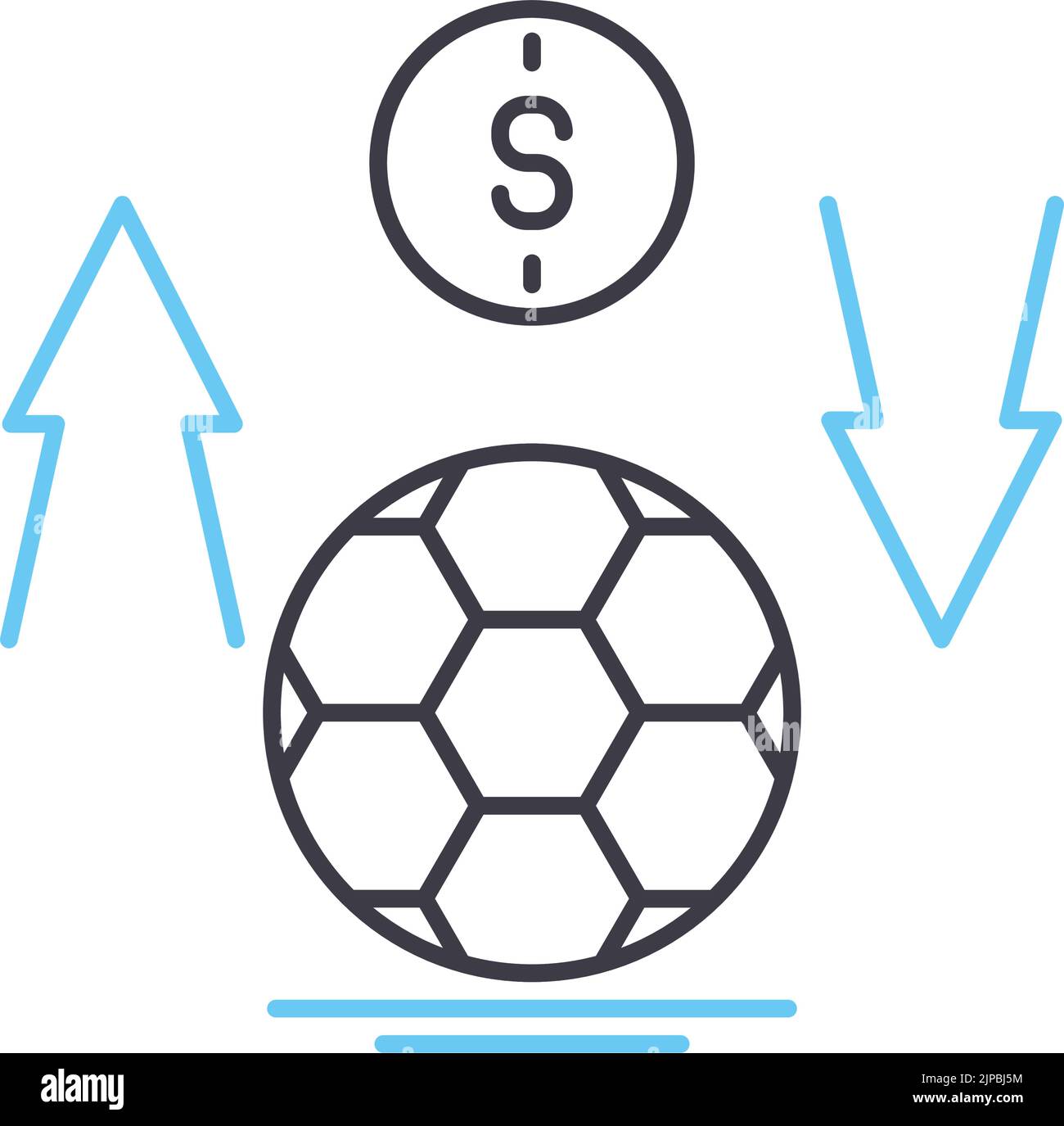 football gambling line icon, outline symbol, vector illustration ...
