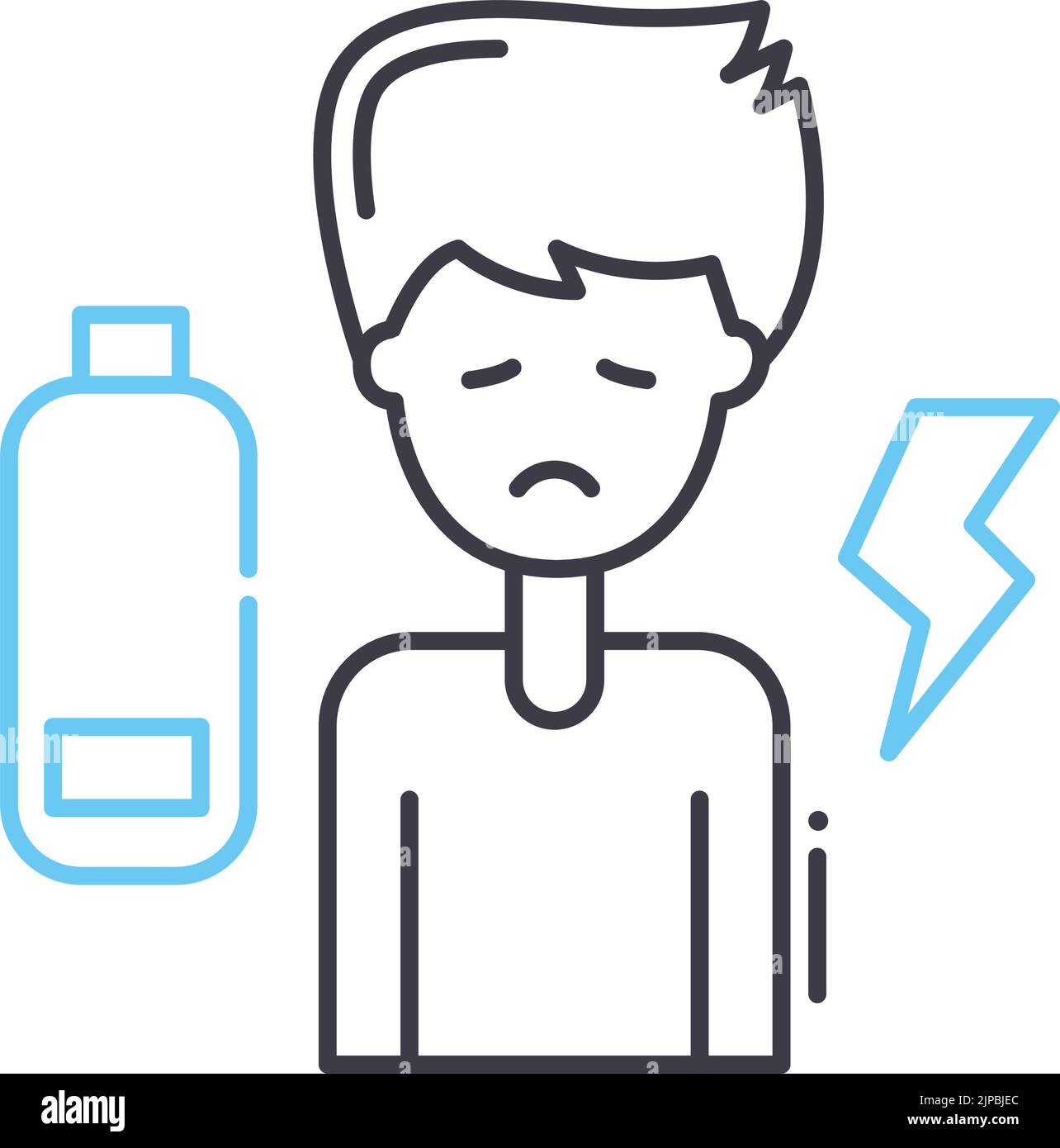 tiredness line icon, outline symbol, vector illustration, concept sign ...