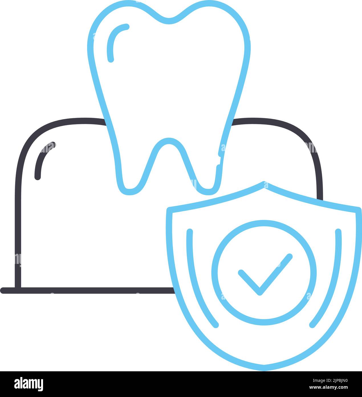 strong tooth line icon, outline symbol, vector illustration, concept ...