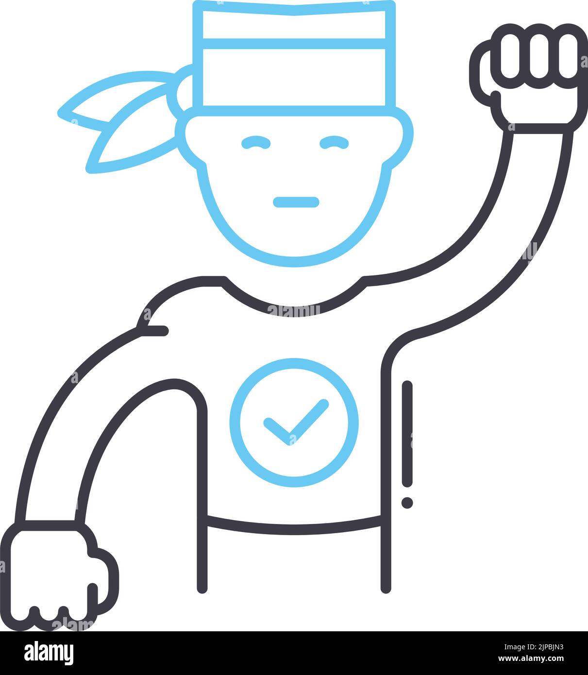 super hero line icon, outline symbol, vector illustration, concept sign ...