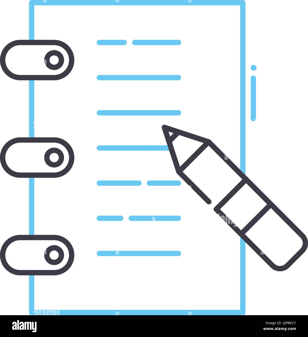 note taking line icon, outline symbol, vector illustration, concept ...
