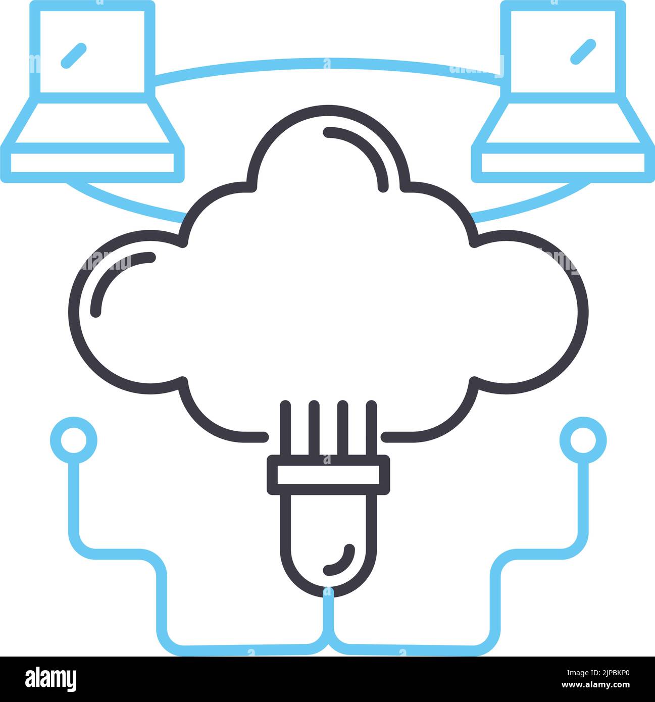 network communication line icon, outline symbol, vector illustration ...