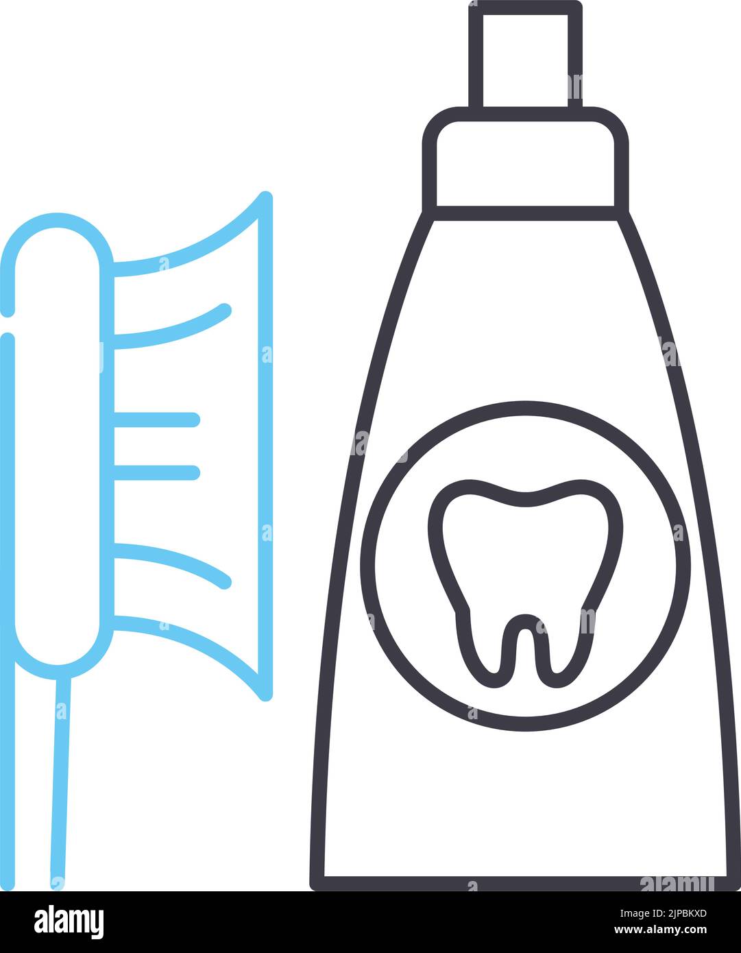 toothbrushes and mouthwash line icon, outline symbol, vector ...