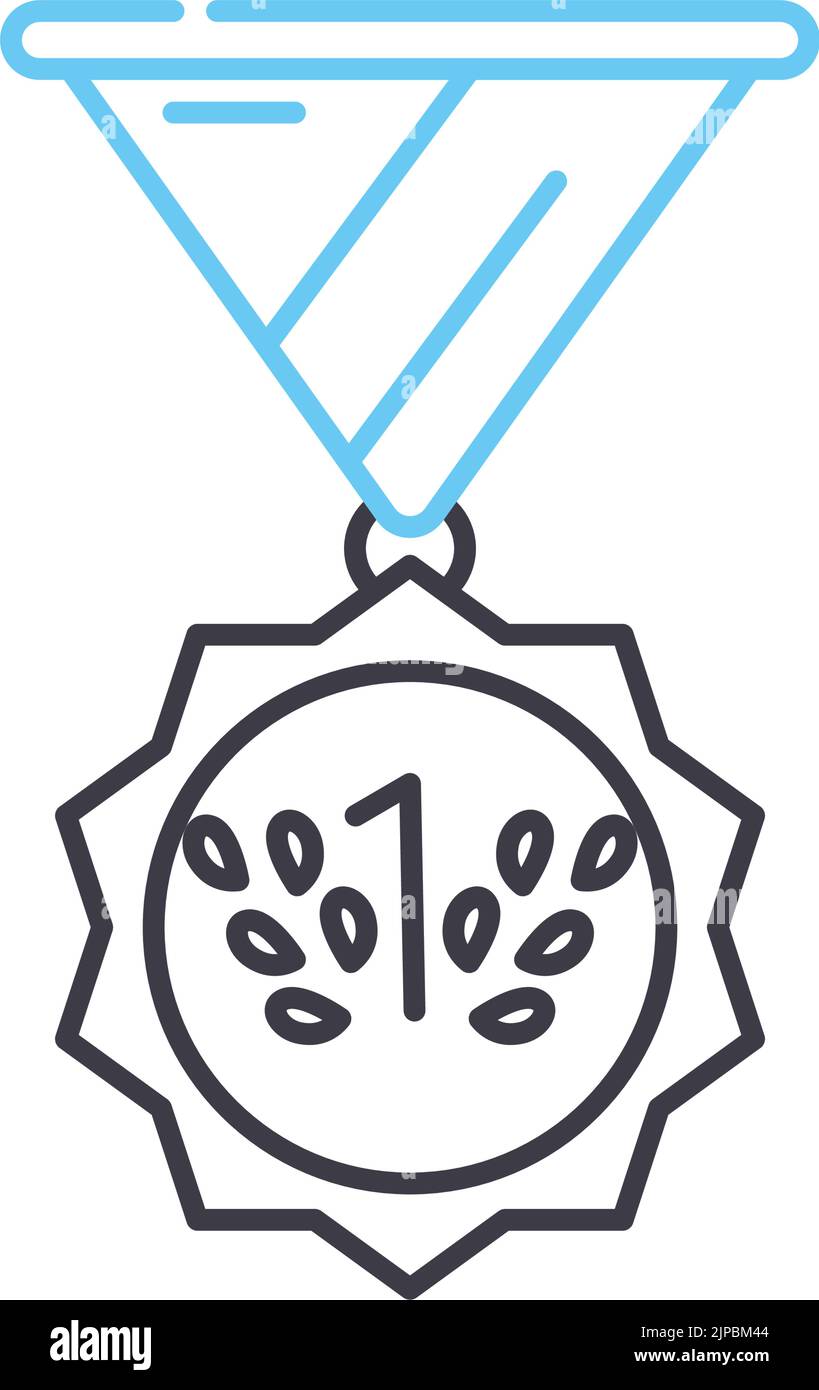 winner medal line icon, outline symbol, vector illustration, concept ...