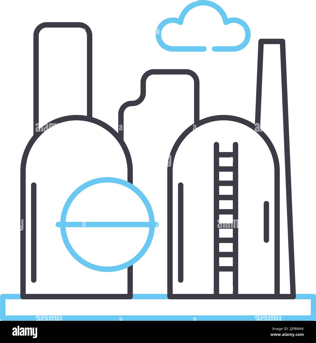 refinery line icon, outline symbol, vector illustration, concept sign ...