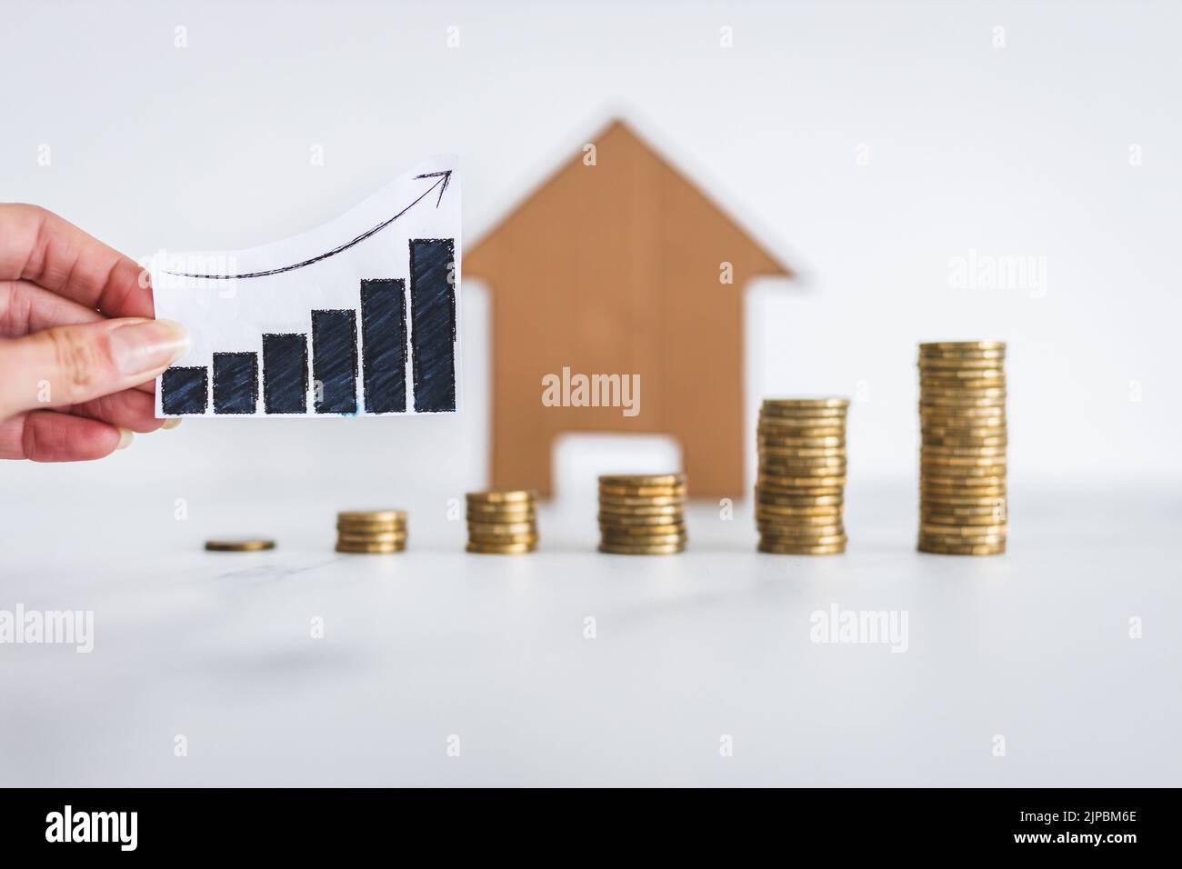 interest rates for loans and real estate prices going up conceptual ...