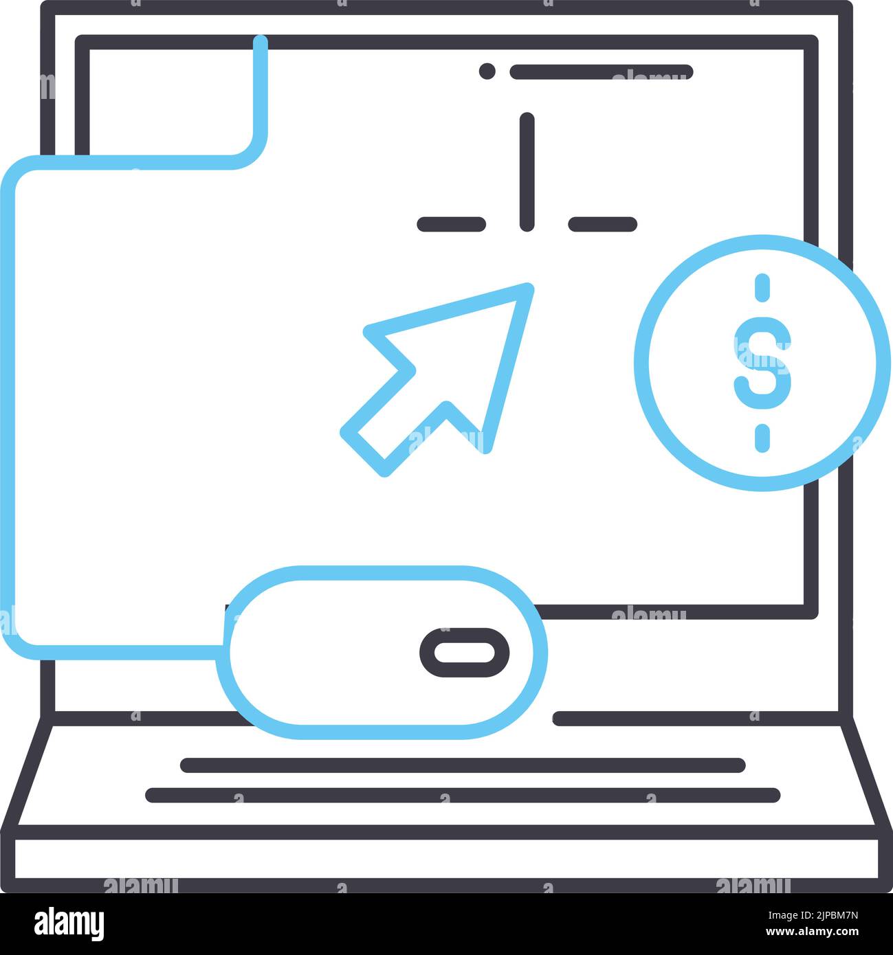 pay per click line icon, outline symbol, vector illustration, concept ...