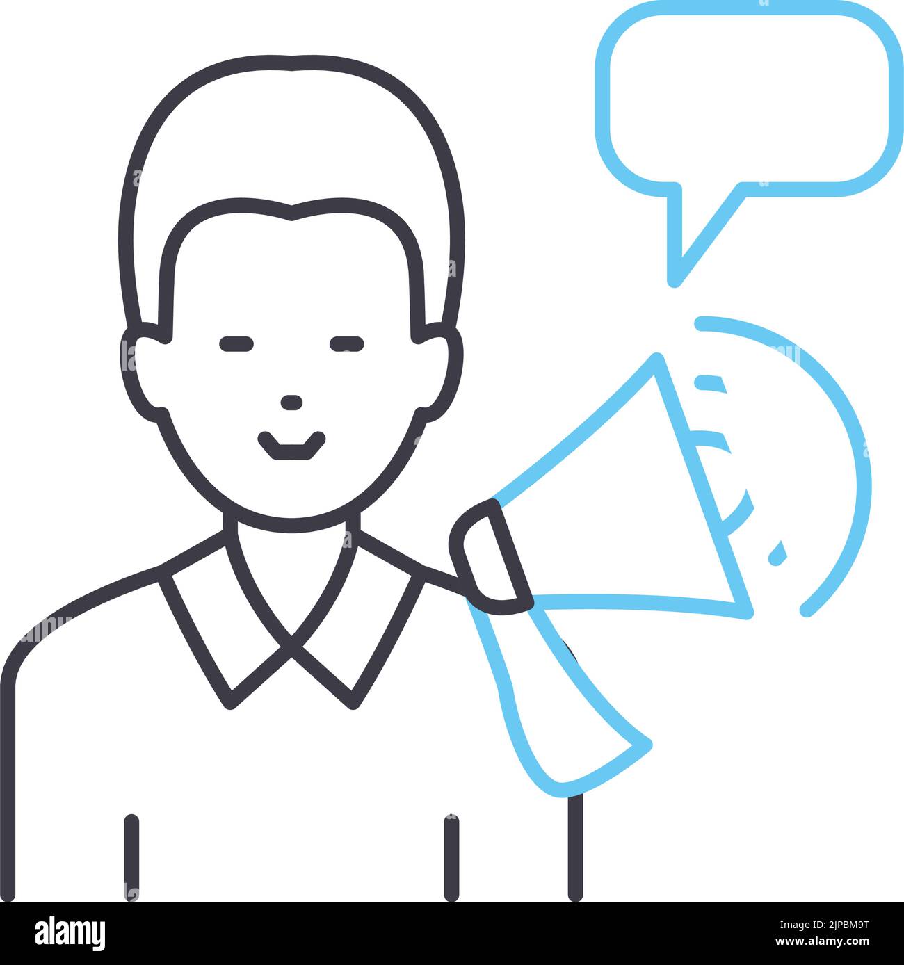 freedom of speech line icon, outline symbol, vector illustration ...