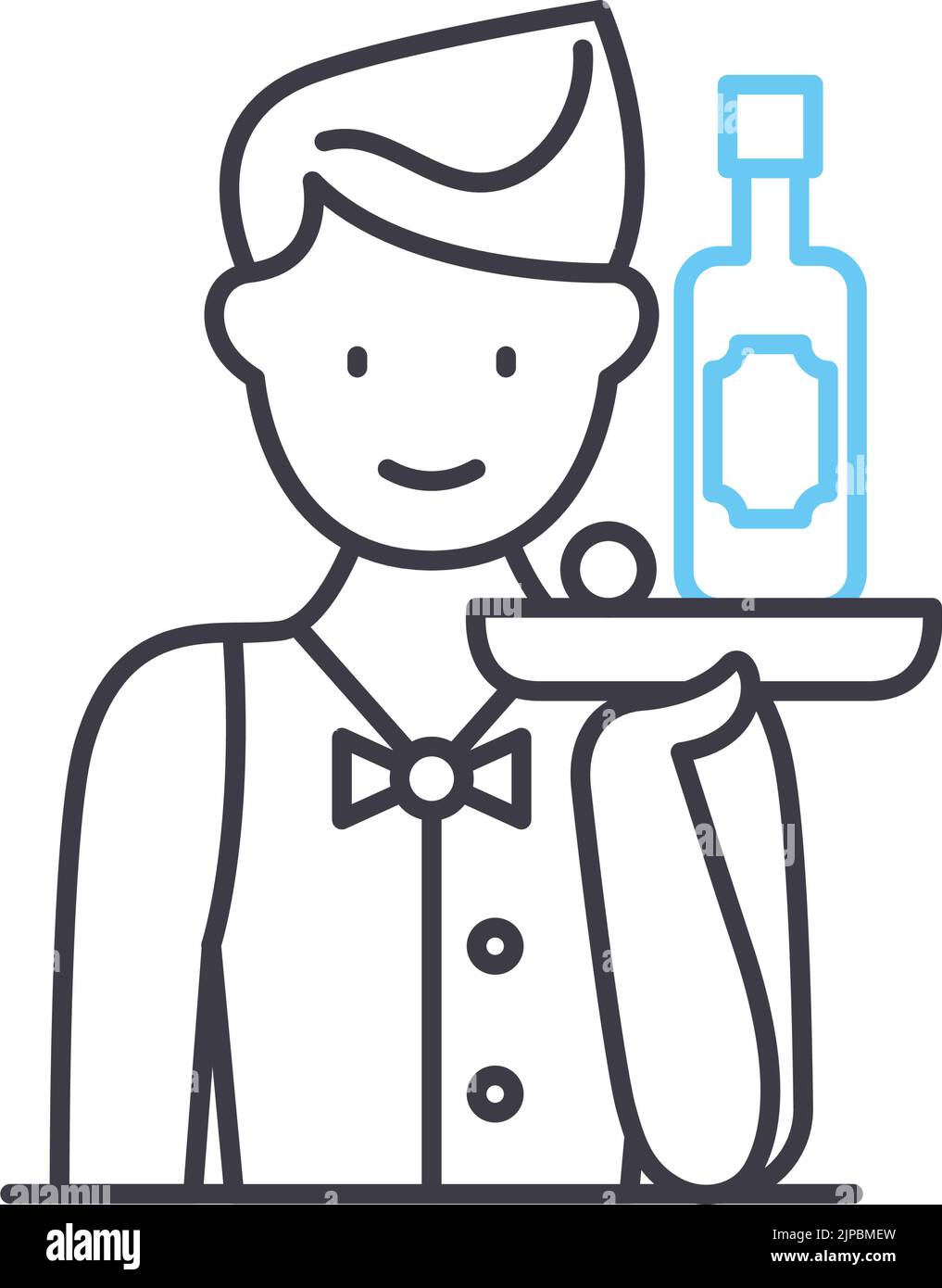 waiter line icon, outline symbol, vector illustration, concept sign ...