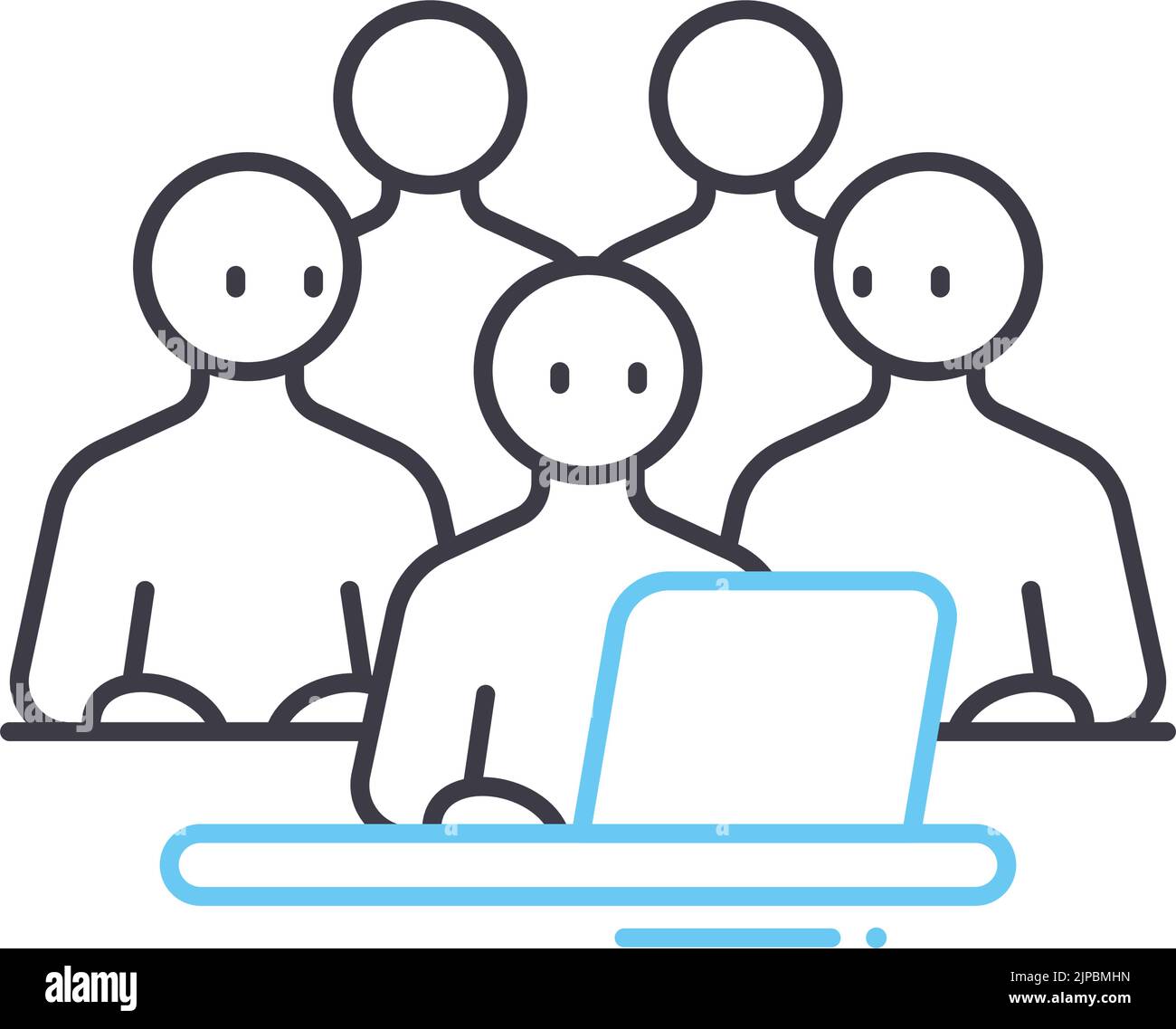 workgroup people line icon, outline symbol, vector illustration ...