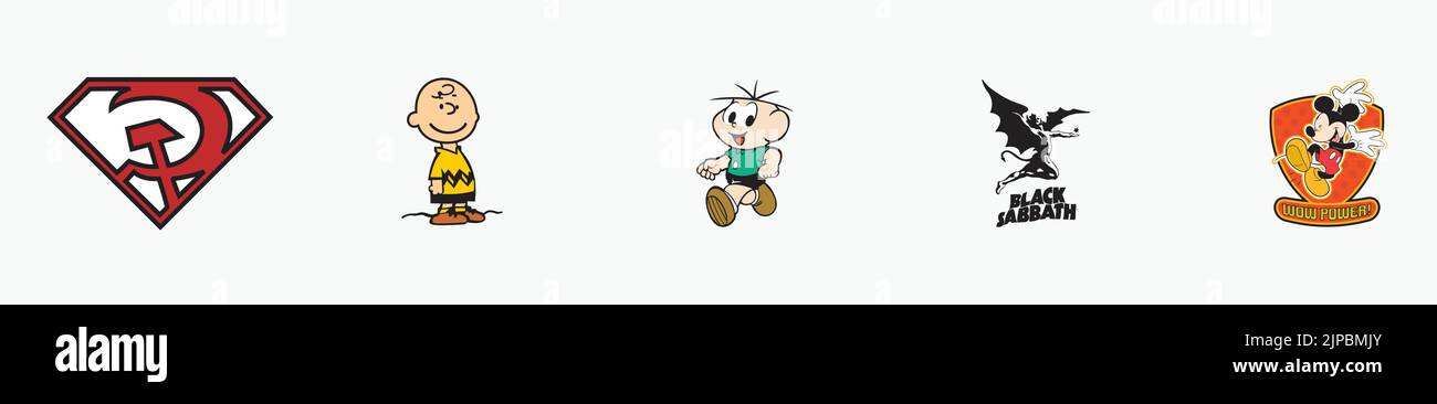 Superman Red Son logo, Mickey Mouse logo, Black Sabbath logo, charlie ...