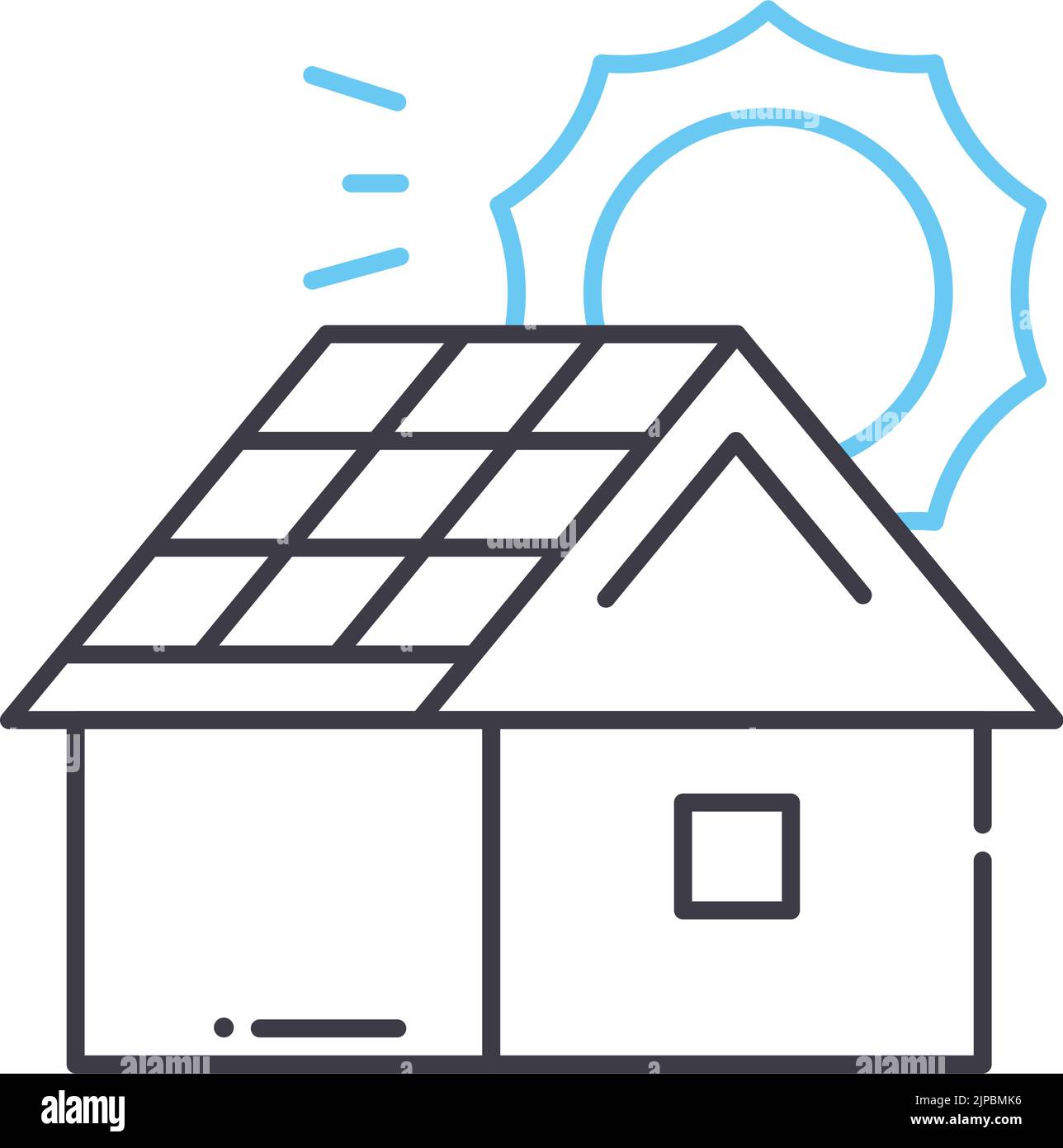 solar power line icon, outline symbol, vector illustration, concept ...