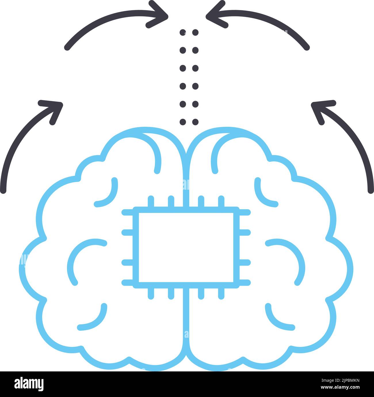 machine thinking line icon, outline symbol, vector illustration ...
