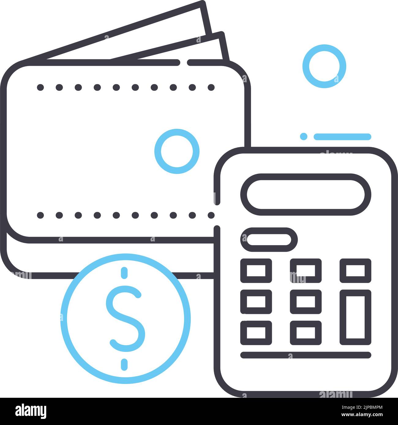 wage calculator line icon, outline symbol, vector illustration, concept ...