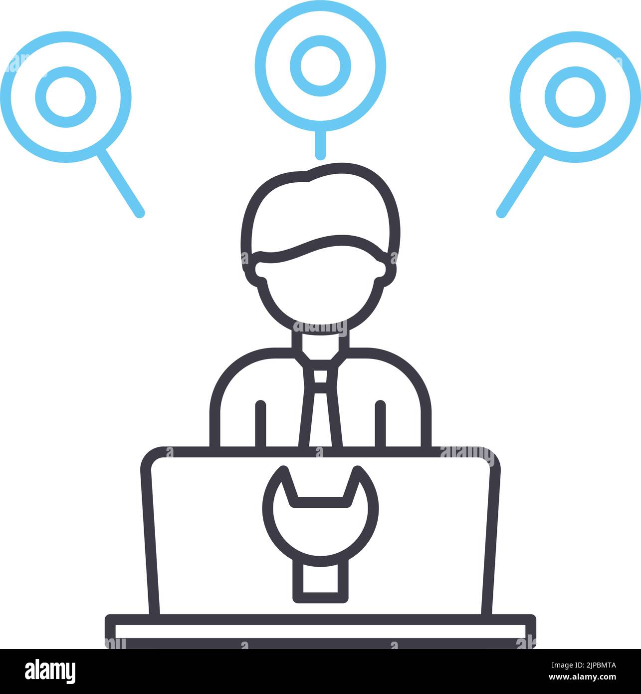 outsourcing line icon, outline symbol, vector illustration, concept ...