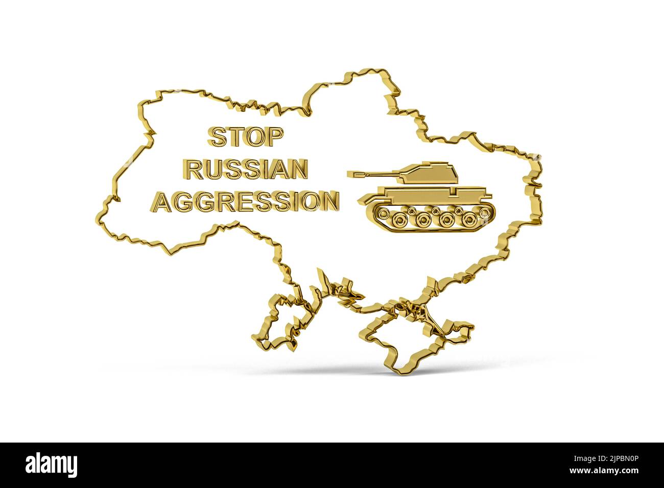 Golden 3d Russian aggression icon isolated on white background - 3d ...