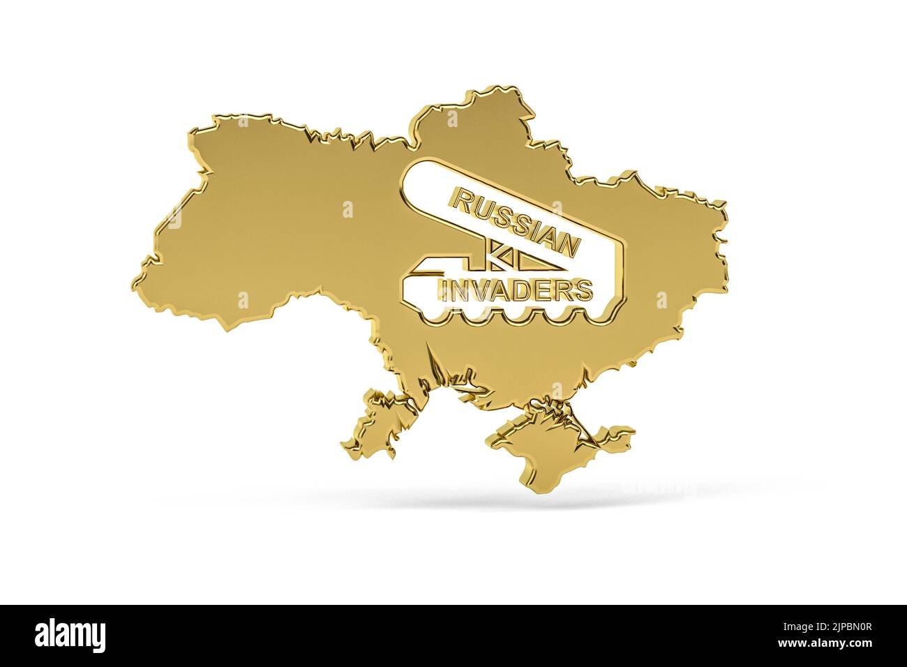 Golden 3d Russian aggression icon isolated on white background - 3d ...