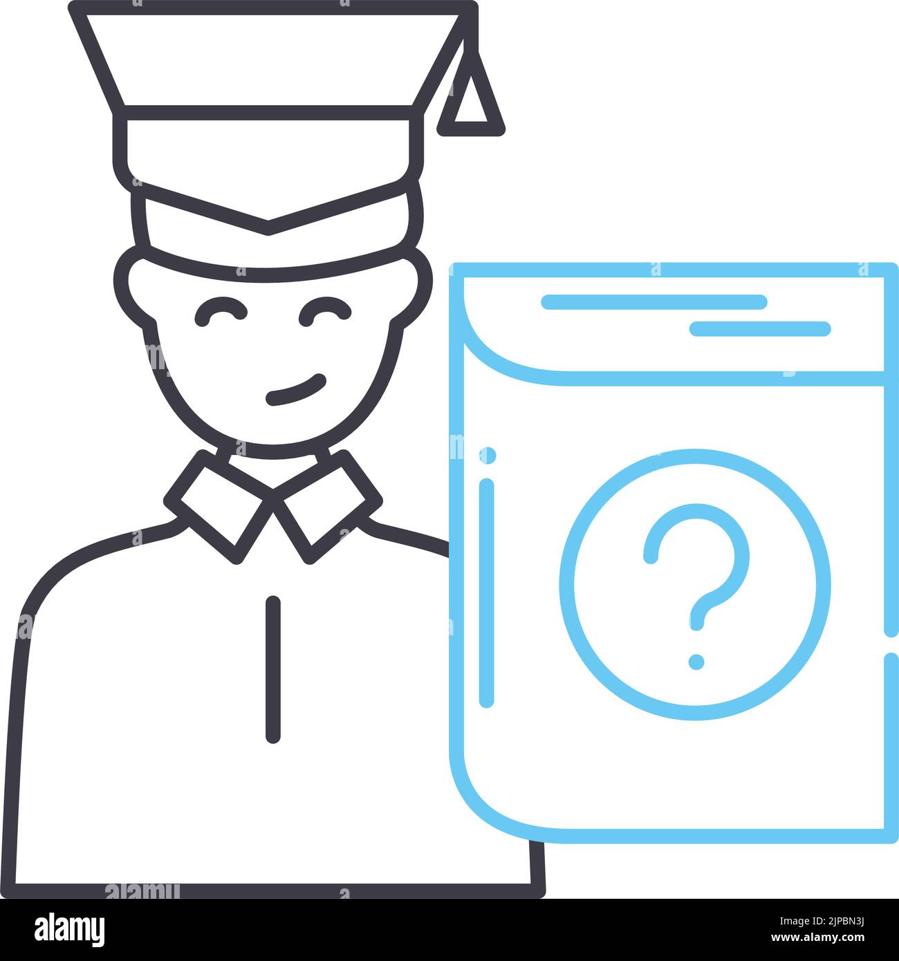 student study line icon, outline symbol, vector illustration, concept ...