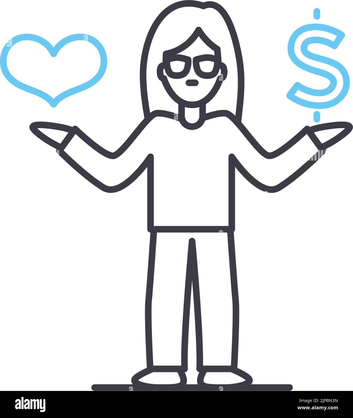 personal value line icon, outline symbol, vector illustration, concept ...