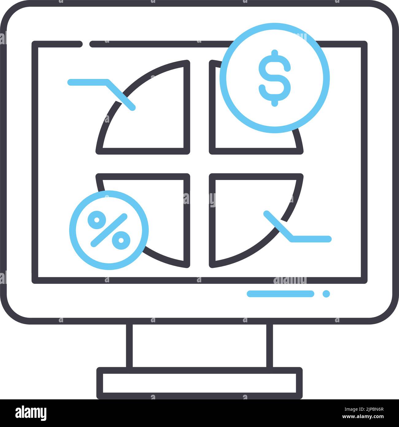 market share line icon, outline symbol, vector illustration, concept ...