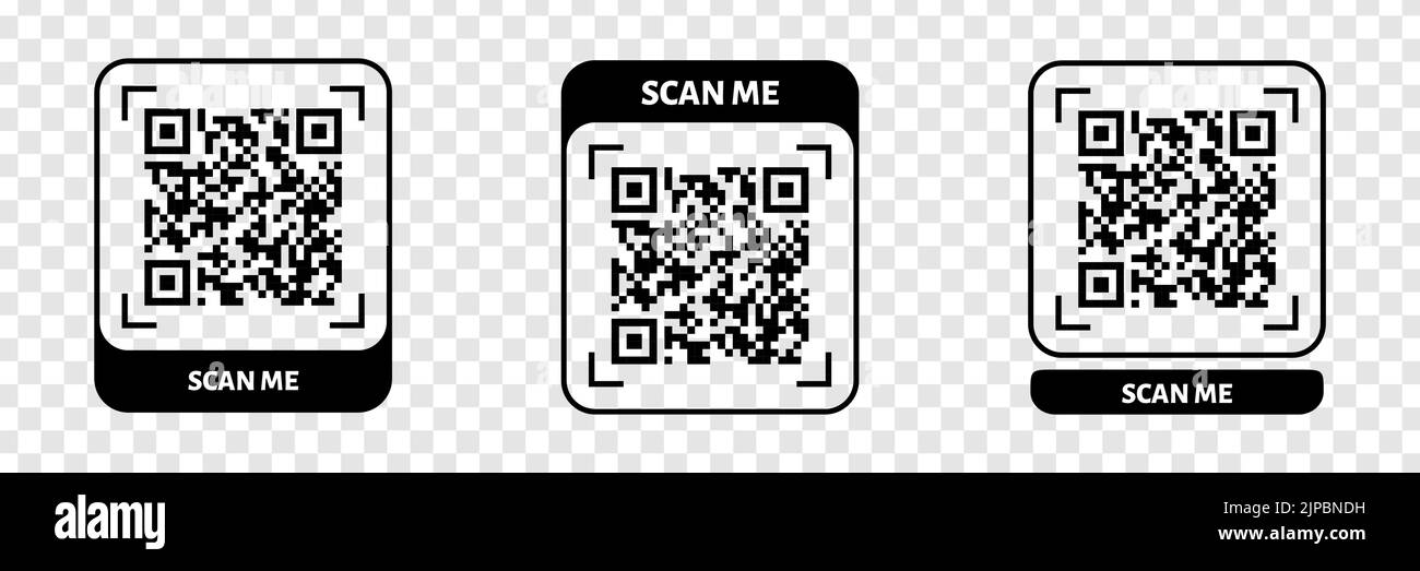 Scan me QR code design. QR code for payment, text transfer with scan me button. Vector ...