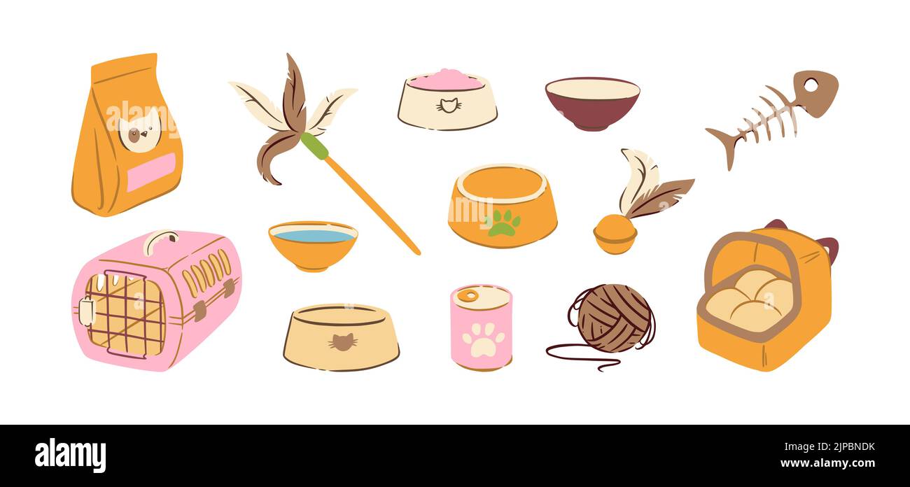 Pet toys and food. Cats bowls, teasers, carrier and other accesories ...