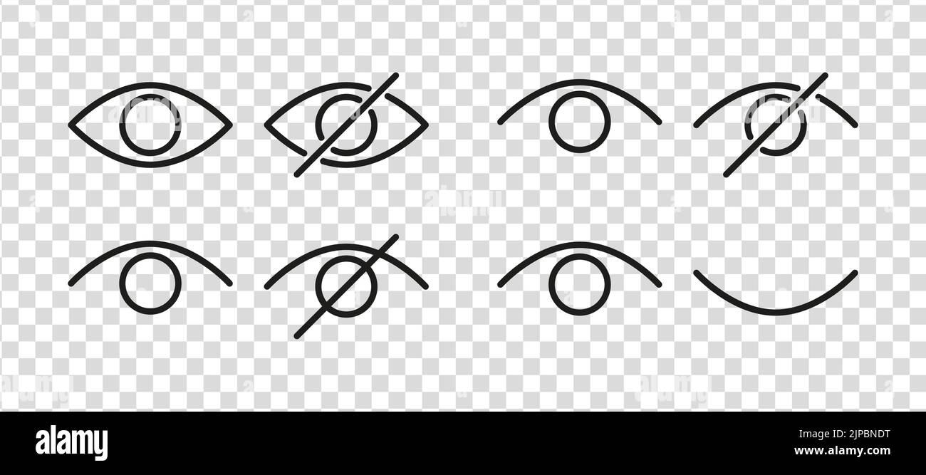 Password hidding icons set. Icons for data privacy and sensitive content mark. Outline vector ...