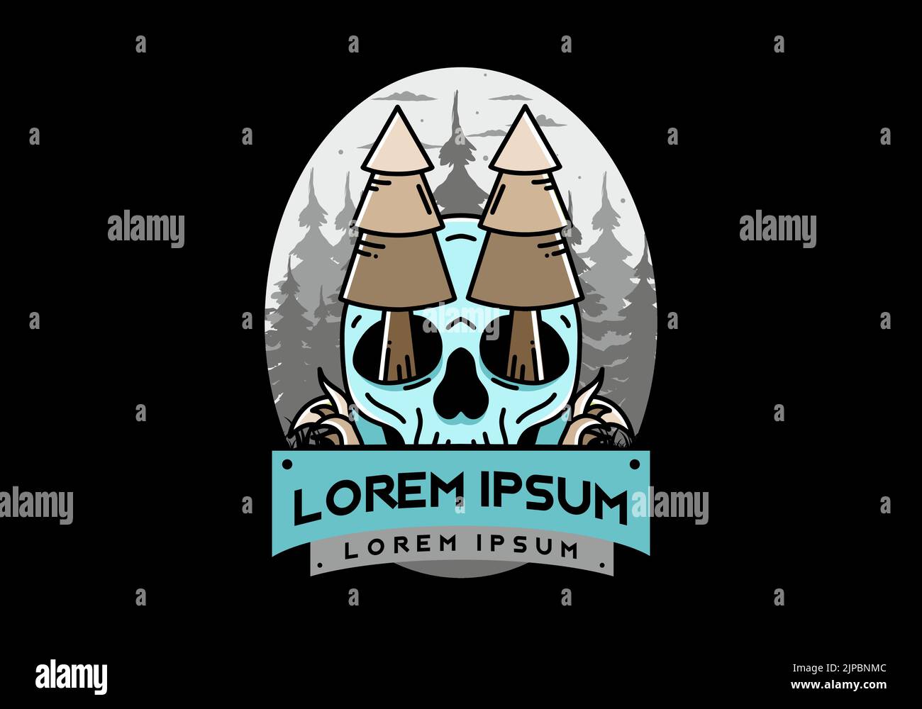 Illustration design of a pine trees stuck in skull Stock Vector Image ...