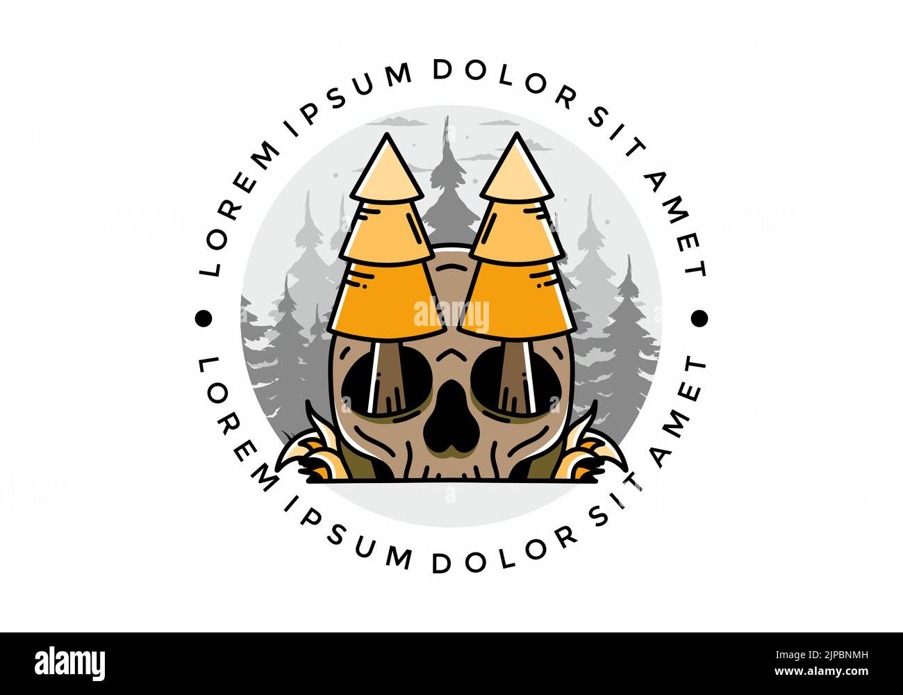 Illustration design of a pine trees stuck in skull Stock Vector Image ...