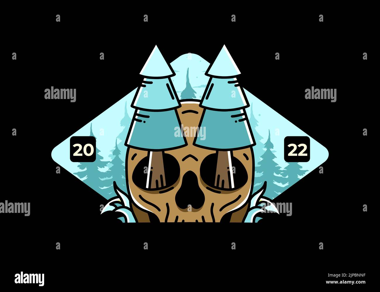 Illustration design of a pine trees stuck in skull Stock Vector Image ...