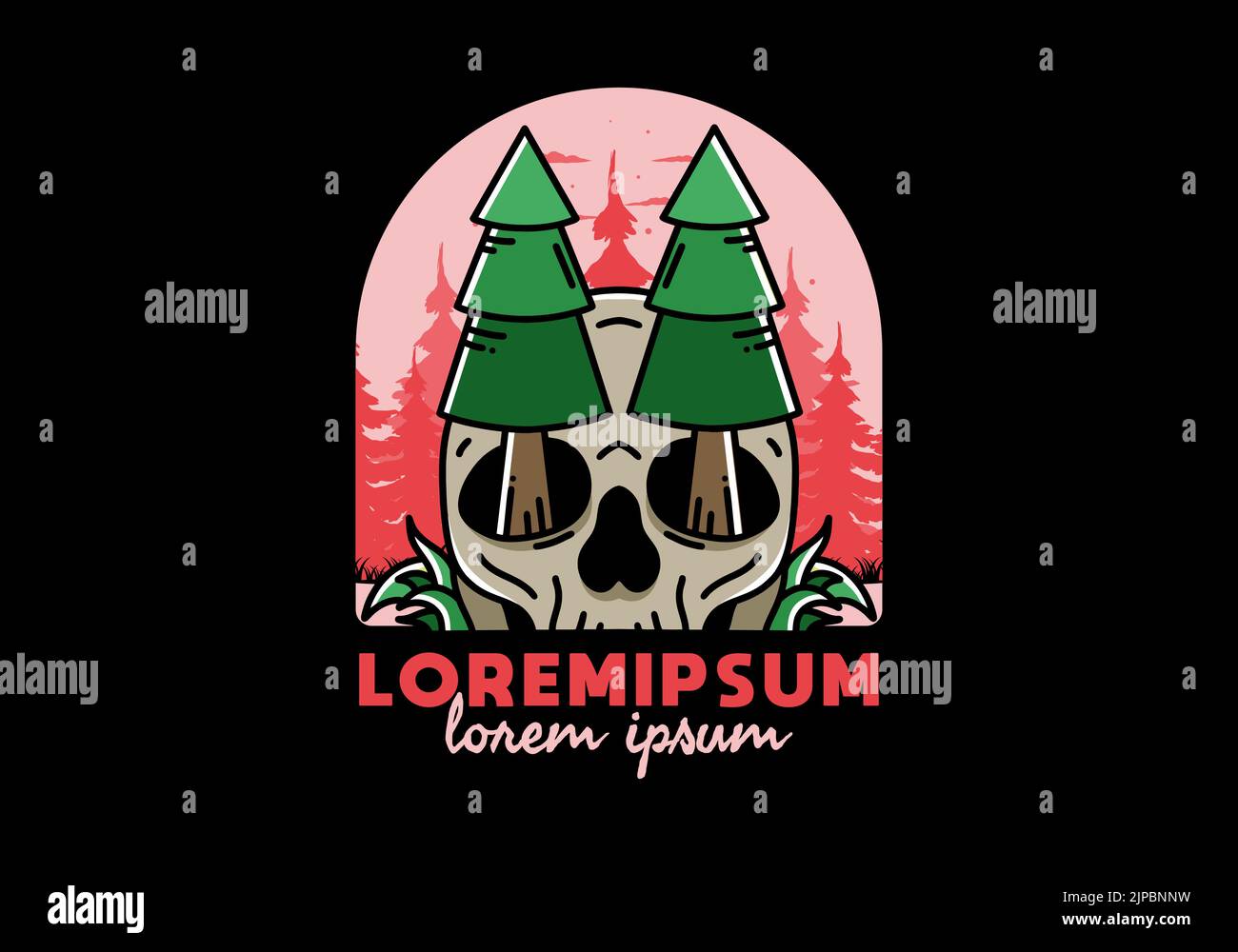 Illustration design of a pine trees stuck in skull Stock Vector Image ...